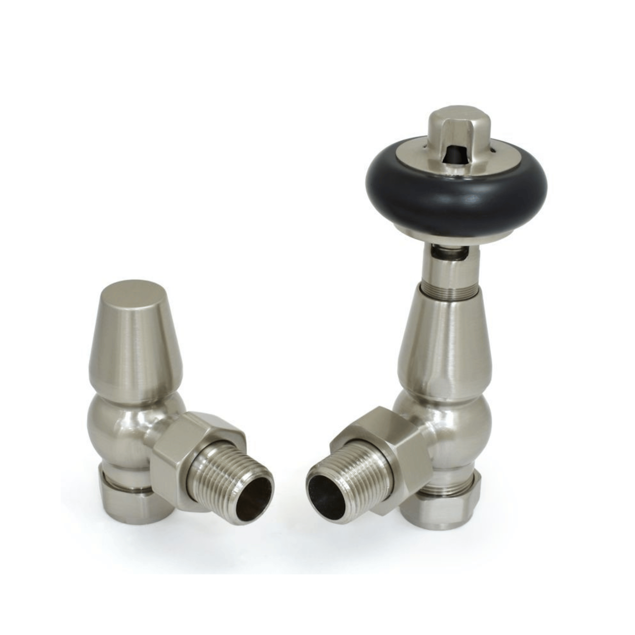 DQ Enzo Luxury Manual Radiator Valves - Angled - Brushed Nickel - ENZO ...