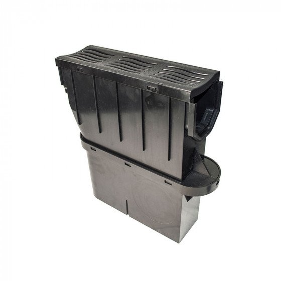 FloPlast Channel Drain - Sump/Trap Unit with Basket and Plastic Grate ...